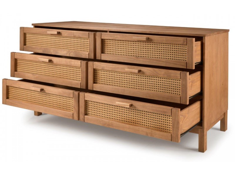 CÔMODA DE MADEIRA MACIÇA COM 6 GAVETAS COLEÇÃO ACAPULCO